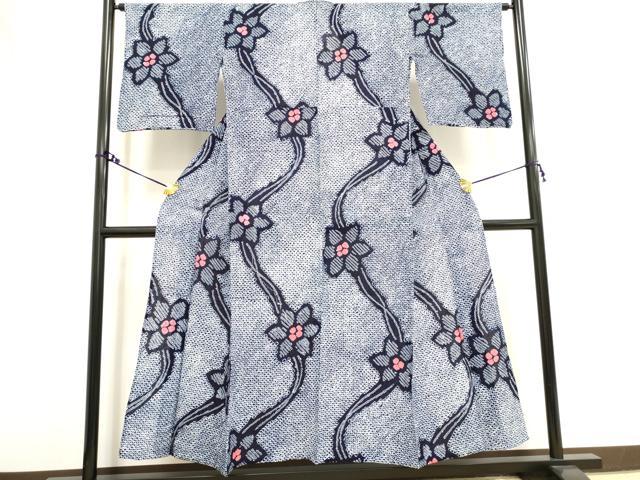 平和屋着物∴夏物　浴衣　有松鳴海絞り　枝花文　綿　逸品　DAAV7285cd