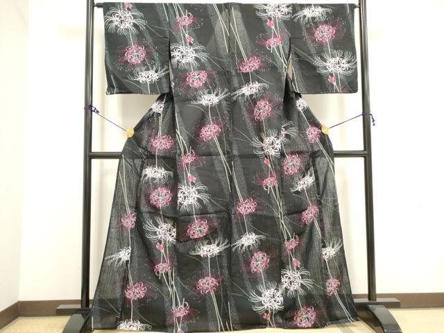 平和屋着物∴夏物　浴衣　彼岸花　綿　逸品　DAAV7303cd