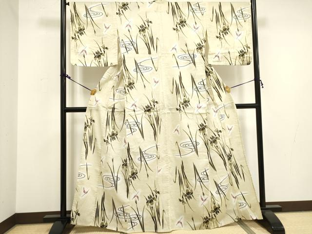 平和屋着物∴夏物　浴衣　杜若　トンボ　綿　逸品　DAAV7306cd