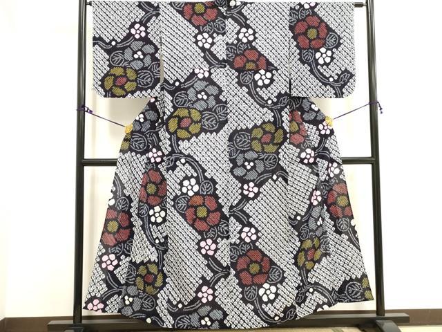 平和屋着物∴夏物　浴衣　有松鳴海絞り　草花文　綿　逸品　DAAV7325cd