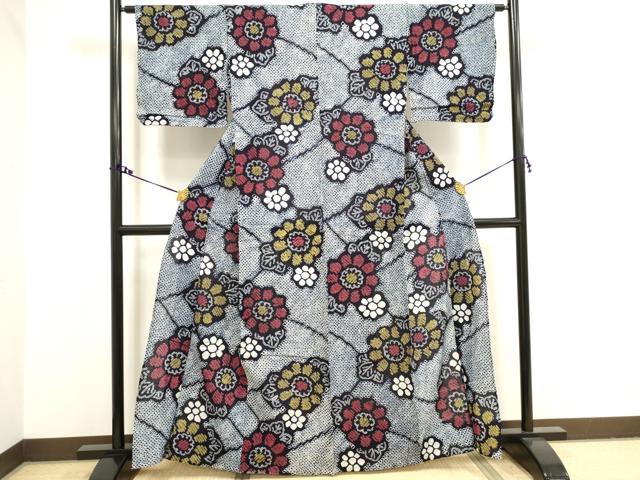 平和屋着物∴夏物　浴衣　有松鳴海絞り　草花文　綿　逸品　DAAV7327cd