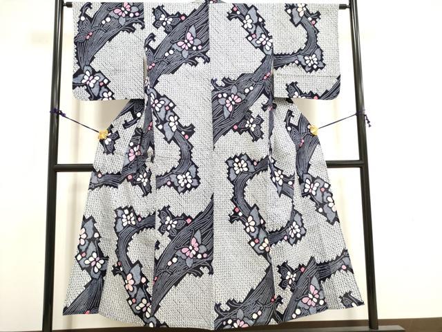 平和屋着物∴夏物　浴衣　有松鳴海絞り　舞蝶文　綿　逸品　DAAV7334cd