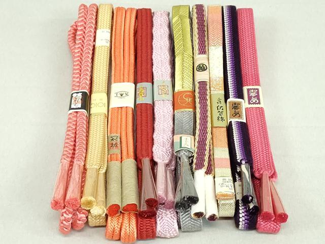 平和屋着物●和装小物　帯締め10本　冠組　笹浪組　佐賀錦　くみひも　金糸　三越扱い　逸品　未使用　DAAV8041by