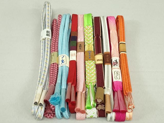 平和屋着物●和装小物　帯締め10本　冠組　笹浪組　手組紐　くみひも　金銀糸　西武百貨店扱い　逸品　未使用　DAAV8043by