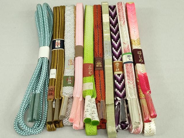 平和屋着物●和装小物　帯締め10本　冠組　佐賀錦　手組紐　くみひも　金銀糸　東急百貨店扱い　逸品　未使用　DAAV8048by
