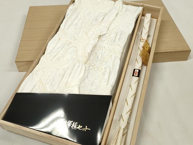 平和屋着物●和装小物　帯締め・帯揚げセット　礼装用　柄絞り　飛鶴　組紐　亀房付き　金糸　逸品　未使用　DAAV8240zzz
