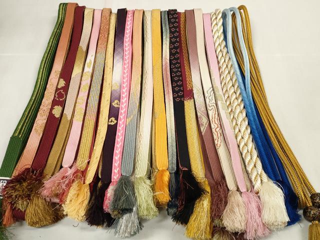 平和屋着物●和装小物　帯締め20本セット　手組紐　高麗組　笹浪組　奈良組　飾り玉　金糸　未使用品あり　逸品　DAAV8246zzz