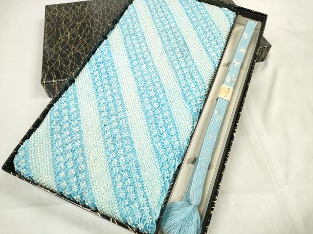 平和屋着物●和装小物　帯締め・帯揚げセット　総絞り　斜線　手組　高麗組　金糸　逸品　未使用　DAAV8492zzz