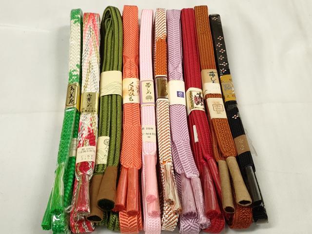 平和屋着物●和装小物　帯締め10本セット　組紐　冠組　花織　金銀糸　全て正絹　逸品　未使用　DAAV8517zzz