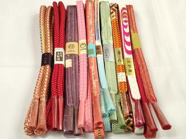 平和屋着物●和装小物 帯締め10本セット 佐賀錦 手組紐 笹浪組 冠組 金糸 小田急・伊勢丹・さが美扱い 全て正絹 逸品 未使用 DAAV8519zzz