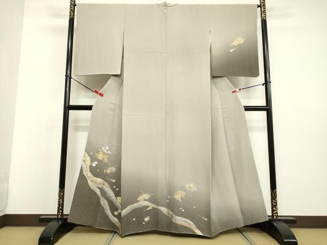 平和屋着物●金彩友禅　卓越技能者・名工・和田光正　訪問着　地紙草花文　暈し染め　金銀彩　正絹　逸品　DAAV8521tw