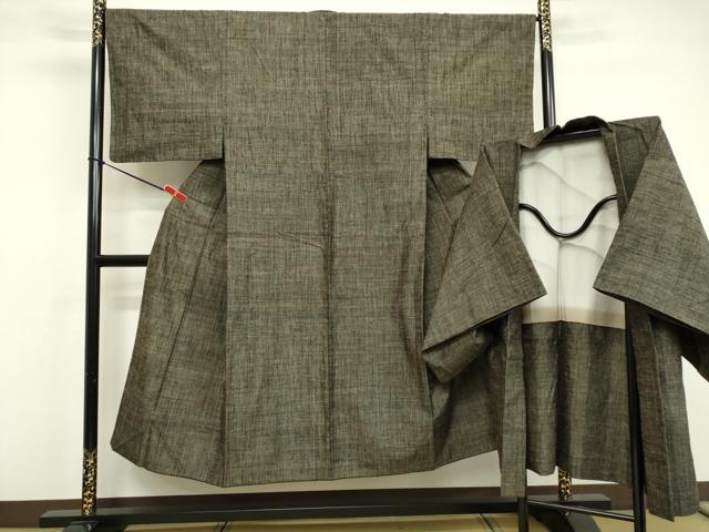 平和屋着物●男性　紬　アンサンブル　霞文　正絹　逸品　DAAV8556tw