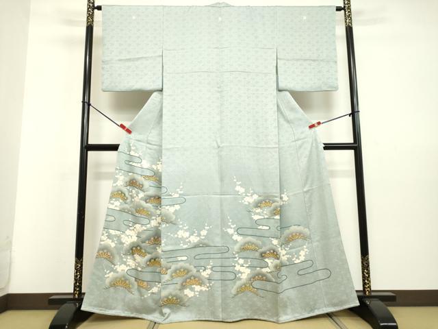 平和屋着物●創業460年・千總　色留袖　刺繍　霞枝梅松文　月白色地　金彩　三越扱い　正絹　逸品　DAAV8592tw