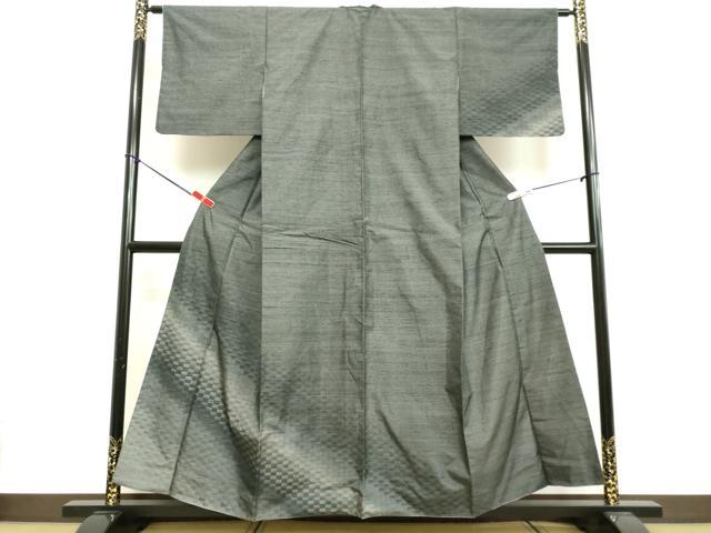 平和屋着物●訪問着　紬地　市松文様　正絹　逸品　DAAV8613tw