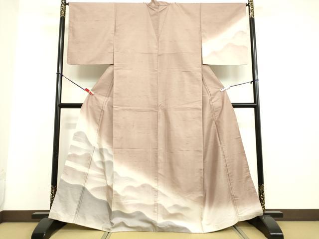 平和屋着物●石川県指定無形文化財　牛首紬　白山工房　手織り　訪問着　重ね山文　正絹　逸品　DAAV8627tw