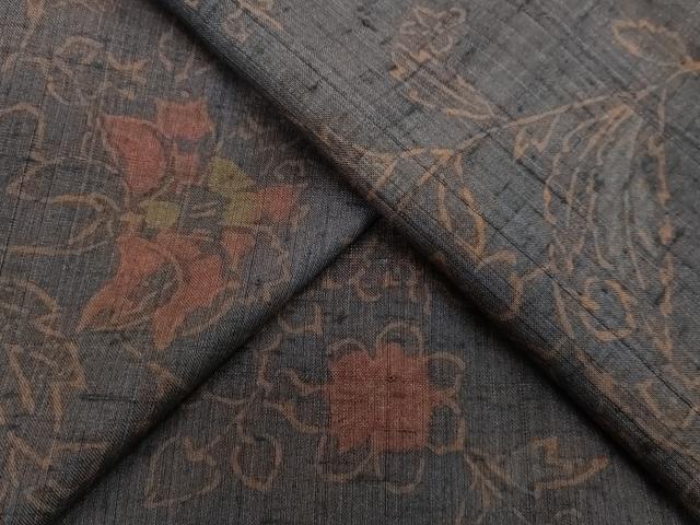 平和屋着物●上質な紬　洋花文　正絹　逸品　DAAV8629tw