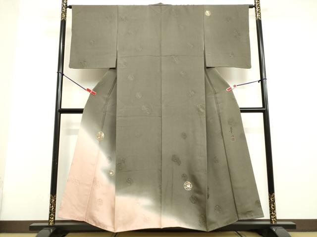 平和屋着物●友禅作家の巨匠　浅井青仁　訪問着　草花丸文　暈し染め　金彩　正絹　逸品　DAAV8639tw