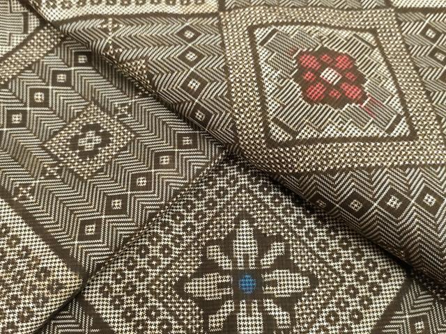 平和屋着物●本場大島紬　龍郷絣　花菱文　正絹　逸品　DAAV8651tw