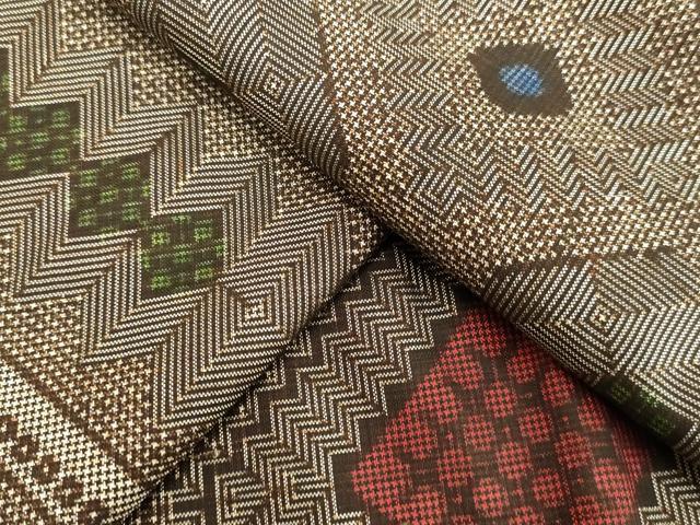 平和屋着物●本場大島紬　龍郷絣　菱文　正絹　逸品　DAAV8654tw