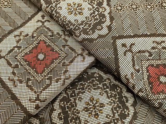 平和屋着物●本場大島紬　龍郷絣　花菱文　正絹　逸品　DAAV8655tw