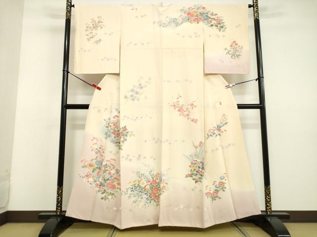 平和屋着物●本加賀友禅作家　押田正義　訪問着　草花文　暈し染め　正絹　逸品　DAAV8663tw