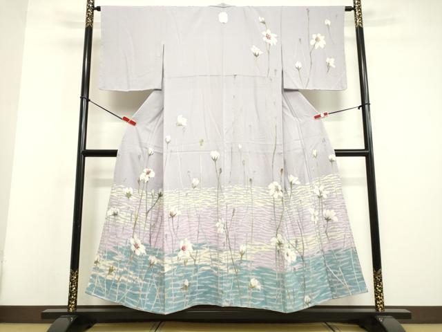 平和屋着物●訪問着　作家物　手描き　草花文　正絹　逸品　DAAV8664tw