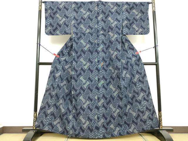 平和屋着物●久留米絣　単衣　吉祥文　綿　逸品　DAAV8704tw