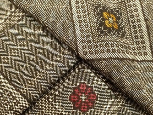 平和屋着物●本場大島紬　龍郷絣　花菱文　正絹　逸品　DAAV8705tw