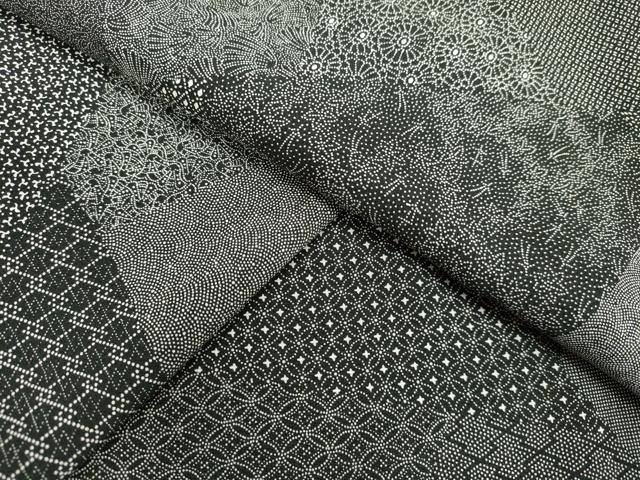 平和屋着物●江戸小紋　寺山存男　寄せ小紋柄　黒地　正絹　逸品　未使用　DAAV8719tw