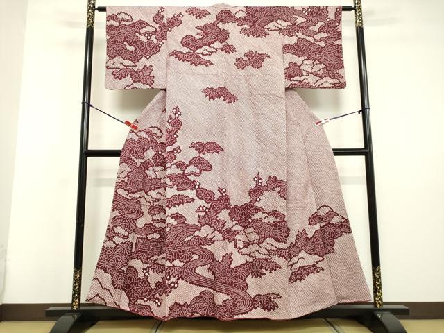 平和屋着物●訪問着　総絞り　流水風景文　正絹　逸品　DAAV8721tw