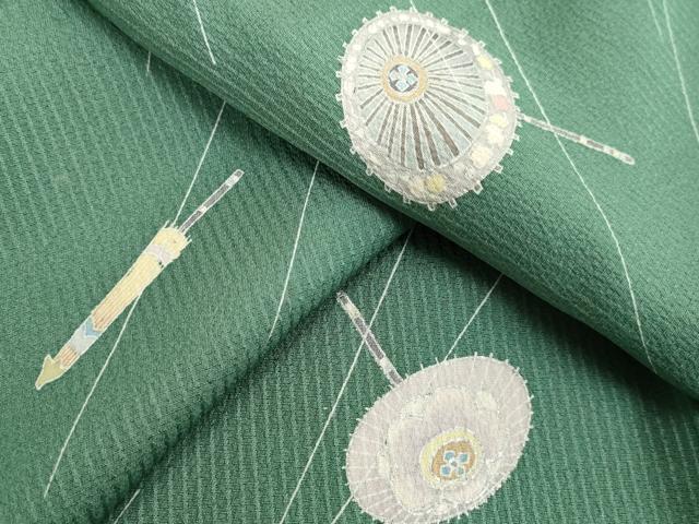 平和屋着物●上質な小紋　番傘　銀彩　正絹　逸品　未使用　DAAV8755tw