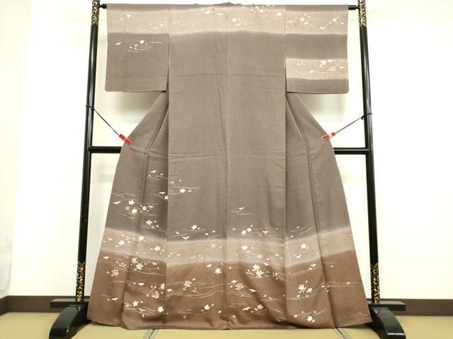 平和屋着物●訪問着　草花文　暈し染め　金彩　正絹　逸品　DAAV8762tw