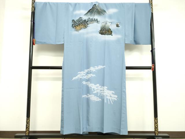 平和屋着物●男性　長襦袢　無双仕立て　風景文　暈し染め　金彩　洗える着物　DAAV8767tw