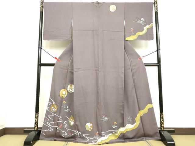 平和屋着物●訪問着　流水草花丸文　金彩　正絹　逸品　未使用　DAAV8787tｗ