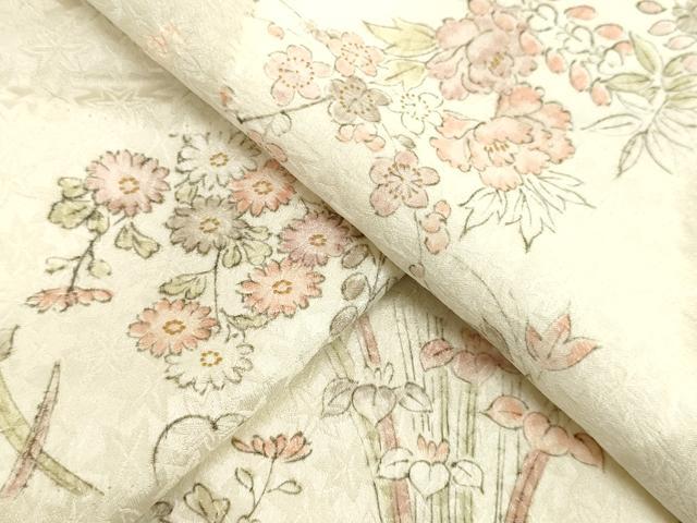 平和屋着物●上質な小紋　手描き　絞り　地紙草花文　正絹　逸品　DAAV8804tw