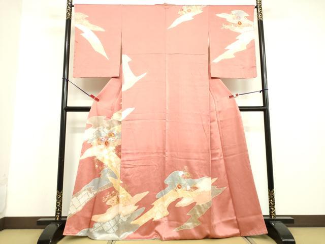 平和屋着物●創業460年・千總　訪問着　絞り　刺繍　草花文　金彩　正絹　逸品　未使用　DAAV8819tw