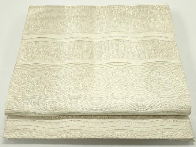 平和屋着物●本場筑前博多織　八寸名古屋帯　立涌横段文　生成り色　正絹　逸品　DAAV9031ob