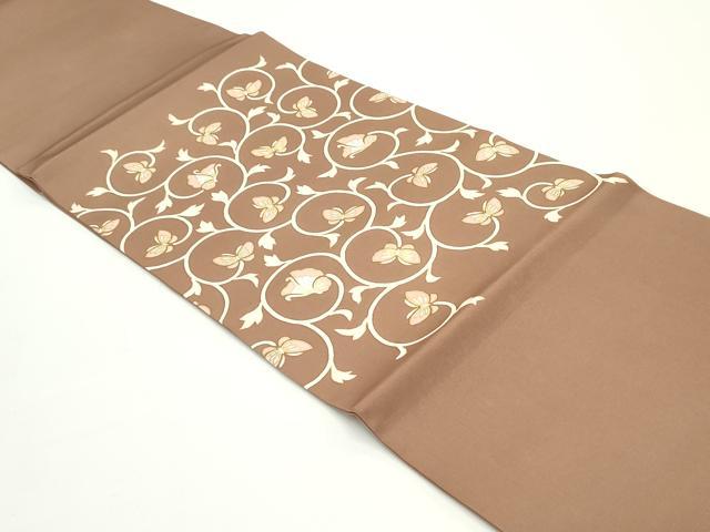 平和屋着物○塩瀬 九寸名古屋帯 総刺繍 駒刺繍 縦枠舞