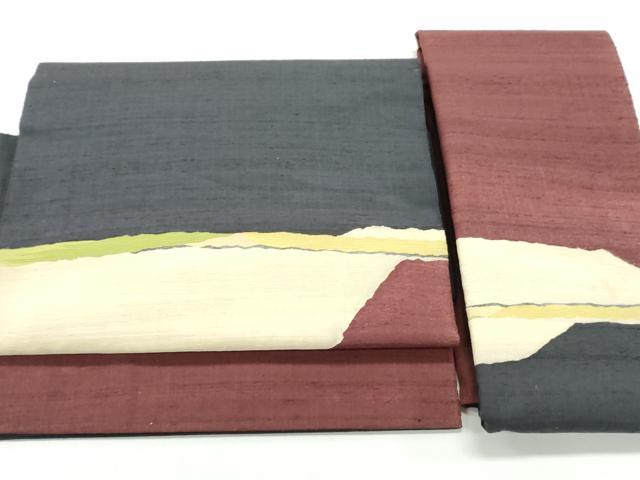 平和屋着物●つけ帯　紬地　抽象文様　正絹　逸品　未使用　DAAV9065ob