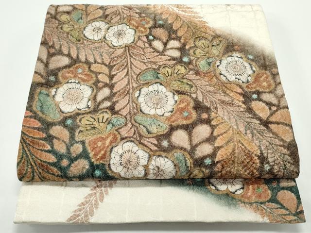 平和屋着物●六通柄袋帯　作家物　絞り　辻が花　銀通し地　正絹　逸品　DAAV9074ob