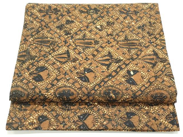 平和屋着物●全通柄九寸名古屋帯　バティック柄　菱繋ぎ抽象文様　綿　逸品　未使用　DAAV9110ob