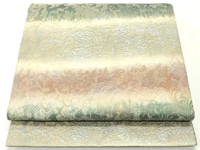 平和屋着物●両面　全通柄袋帯　更紗花唐草横段文　金銀彩　やまと誂製　正絹　逸品　DAAV9136ob