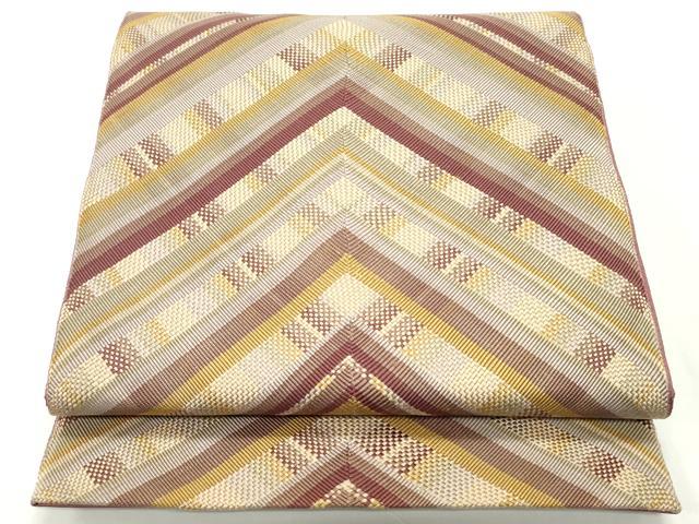 平和屋着物●全通柄袋帯　組織　切嵌間道　正絹　逸品　DAAV9150ob