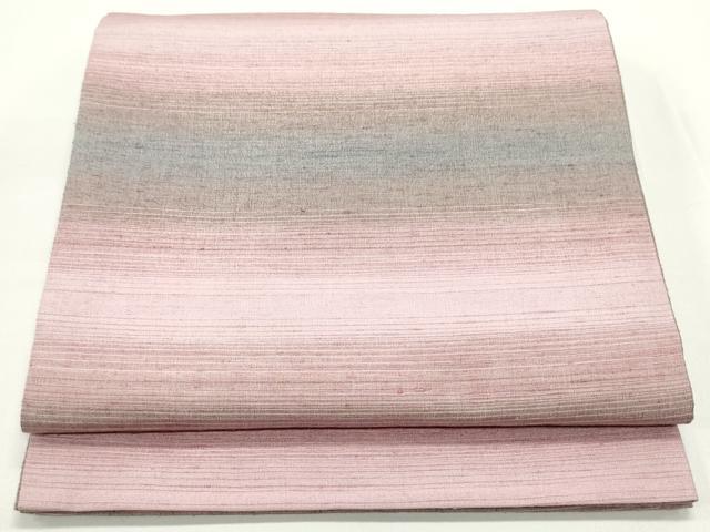 平和屋着物●両面　全通柄袋帯　紬地　霞横段文　正絹　逸品　DAAV9186ob