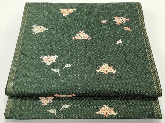 平和屋着物●西陣　六通柄袋帯　唐織　更紗花唐草文　金糸　証紙付き　正絹　逸品　DAAV9193ob