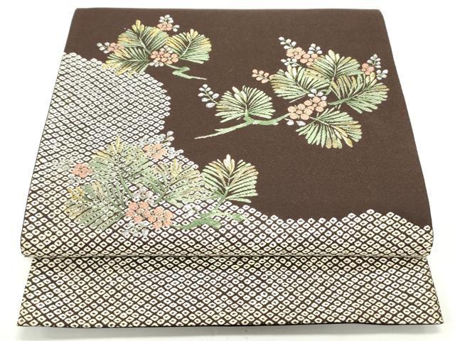 平和屋着物●六通柄袋帯　唐織　松葉花文　金銀糸　正絹　逸品　DAAV9198ob