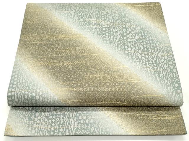 平和屋着物●小堀三千尋　全通柄袋帯　幾何学霞花文　金通し地　正絹　逸品　DAAV9206ob