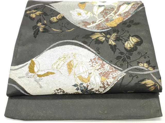 平和屋着物●西陣名門　鹿子井山田　六通柄袋帯　切嵌花蝶文　金銀糸　上代28万　証紙付き　正絹　逸品　未使用　DAAV9210ob