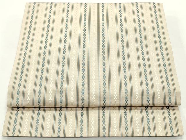 平和屋着物●本場筑前博多織　八寸名古屋帯　献上　練色　正絹　逸品　DAAV9221ob