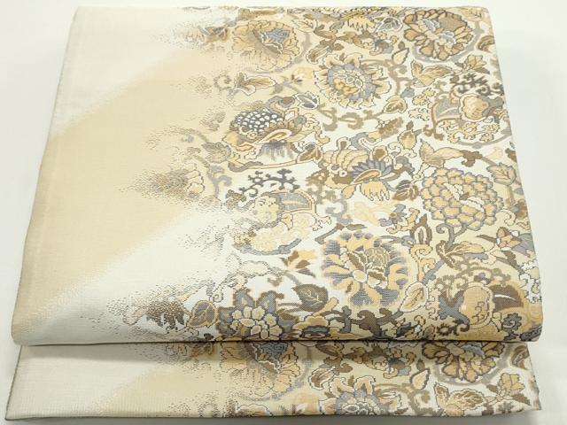 平和屋着物●京の名門・菱屋六右ェ門　両面　全通柄袋帯　更紗花唐草文　正絹　逸品　未使用　DAAV9243ob